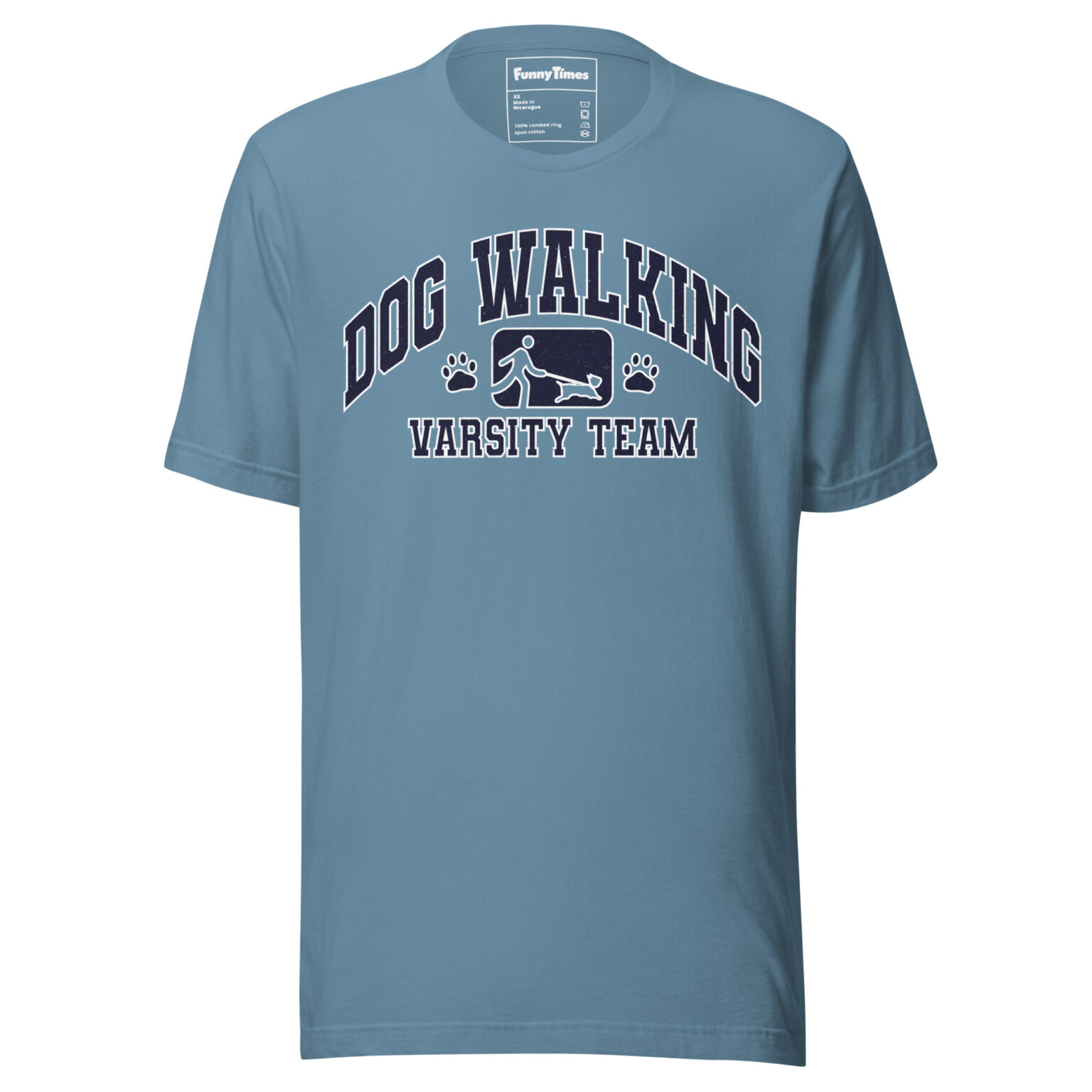 Dog Walking Varsity Tee - The Funny Times